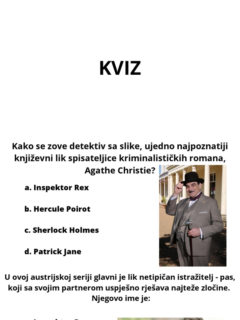 Kako Se Zove Detektiv Sa Slike, Ujedno Najpoznatiji Književni Lik Spisateljice Kriminalističkih ...