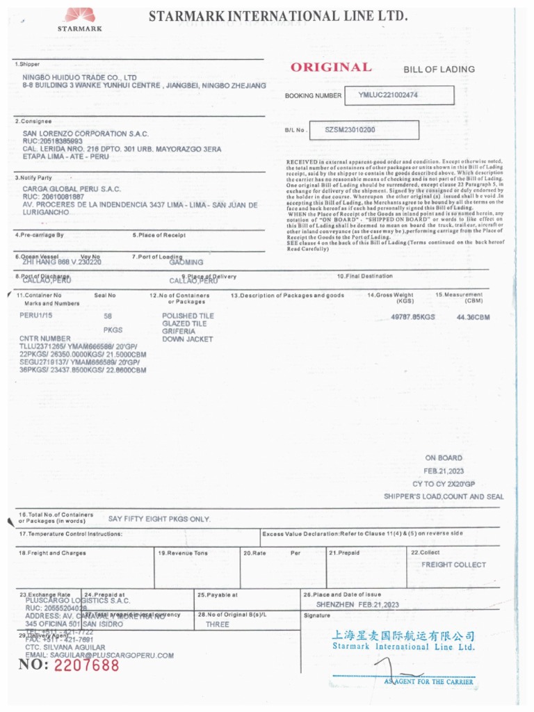 BL Contenedor 1 | PDF