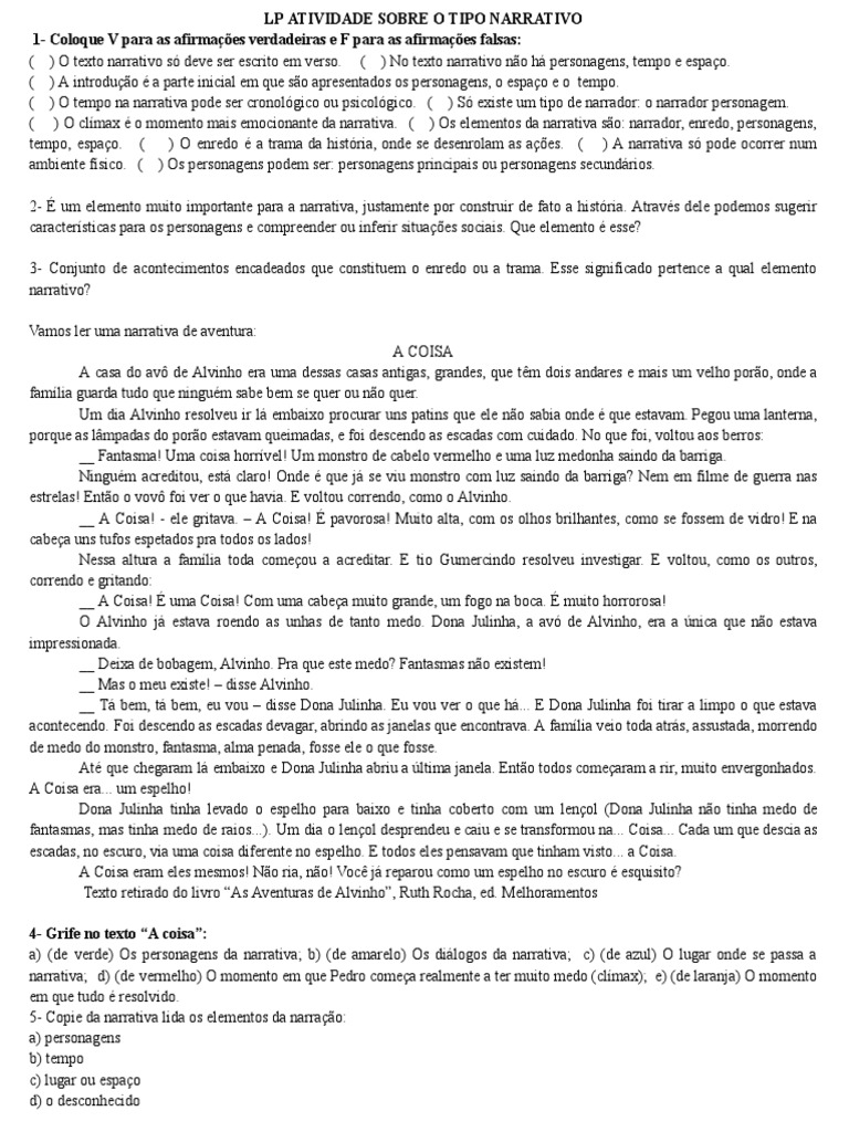 Narrativa 8 e 9 Anos | PDF