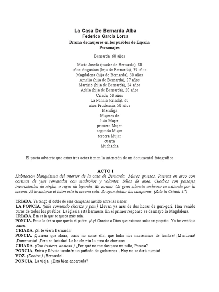 5. Texto completo La casa de Bernarda Alba | PDF