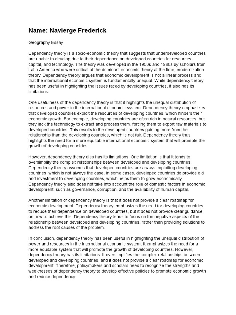 Geography Essay | PDF | Developing Country | Economic Growth