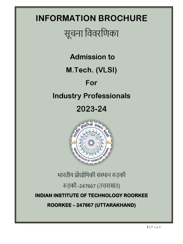 M.Tech. VLSI Info. Brochure 2023 Final | PDF | University And College ...