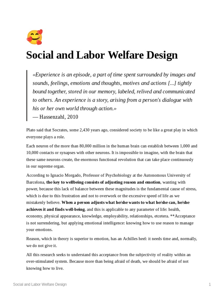 Social and Labor Welfare Design | PDF | Mental Health | Mood (Psychology)