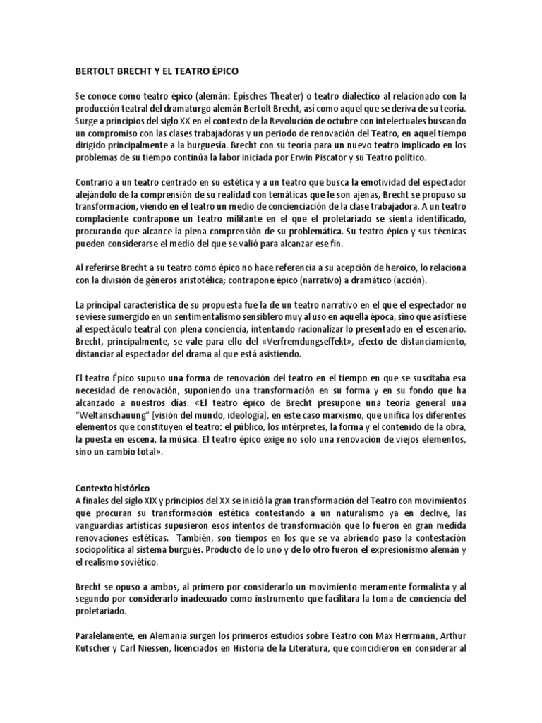 2 - Bertolt Brecht y El Teatro Épico | PDF | Las artes