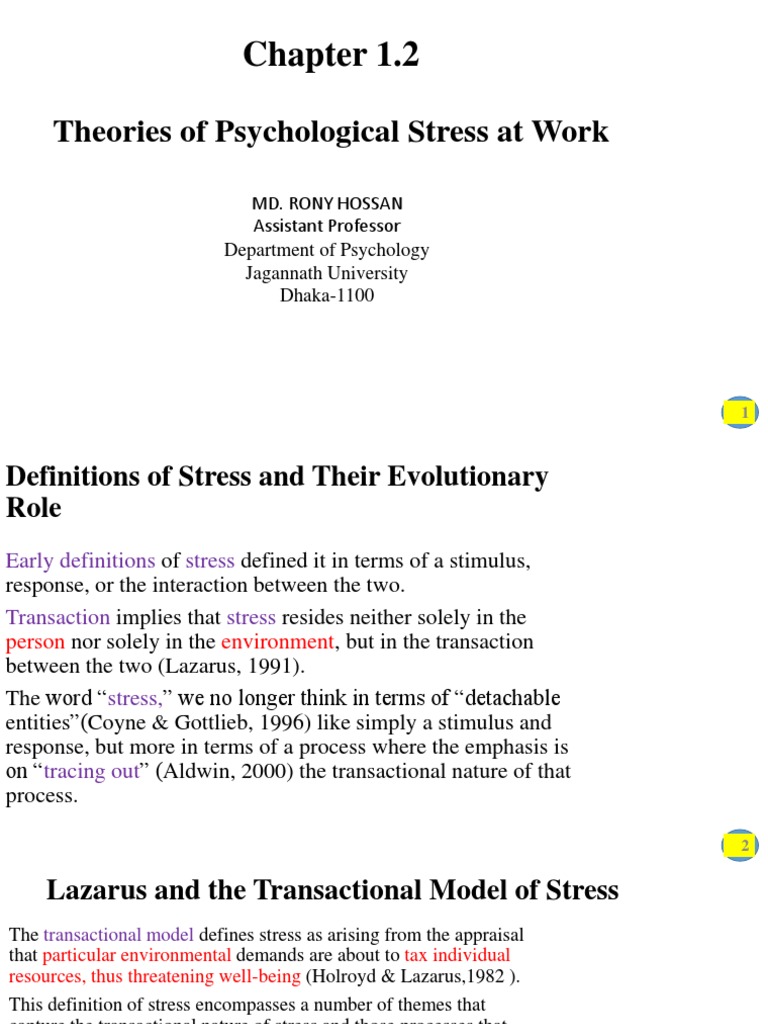 Theories of Psychological Stress | PDF | Stress (Biology) | Social Support