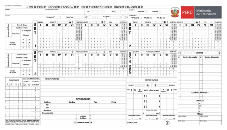 Voleibol JNDE_2012_-_Planilla_3_Sets | PDF