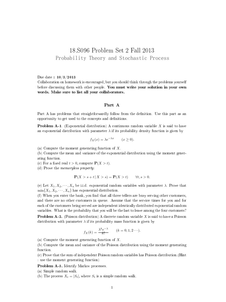 MIT18 S096F13 Pset2 | PDF | Markov Chain | Probability Distribution