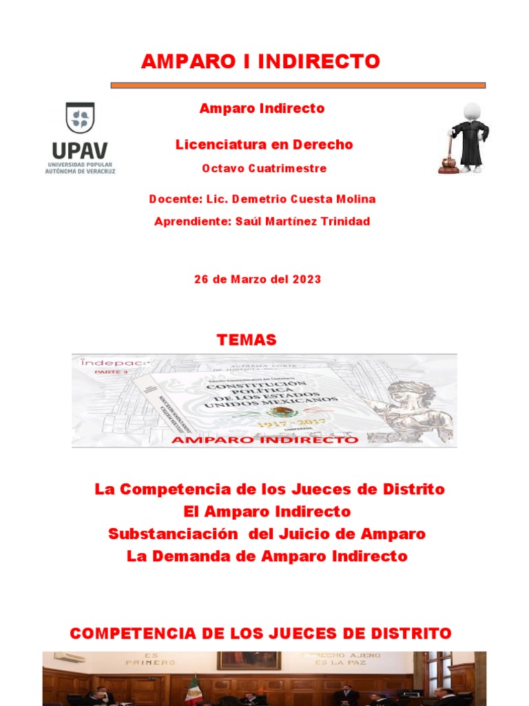 Amparo Indirecto Diapositivas | PDF | Demanda judicial | Jurisdicción