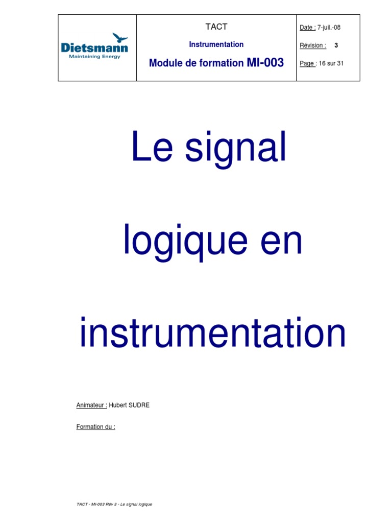 TACT - MI-003 Rév 3 - Le Signal Logique | PDF