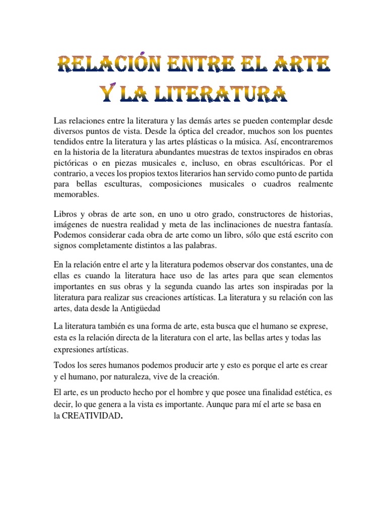 Relación Entre El Arte y La Literatura | PDF