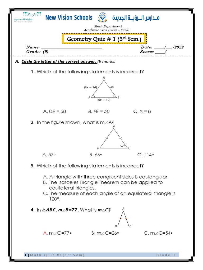 G9 GEometryMidTerm Exam | PDF | Mathematics | Euclidean Plane Geometry