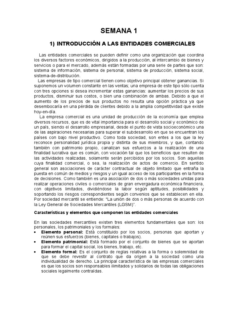 Semana 1-Introduccion A Las Actividades Comerciales | PDF | Estado financiero | Sociedad de ...