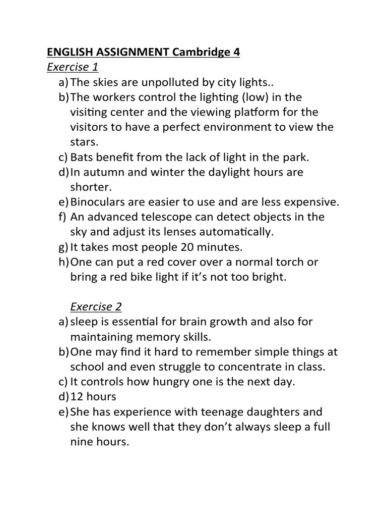 English Cambridge 4 Assignment | PDF