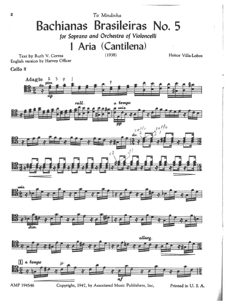Bachianas Brasileiras No. 5, Cello II | PDF