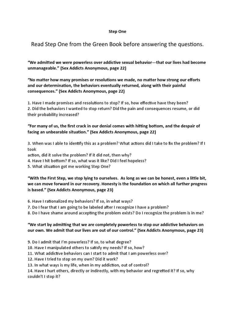 SAA - Step 1 | PDF | Sexual Addiction | Self Control