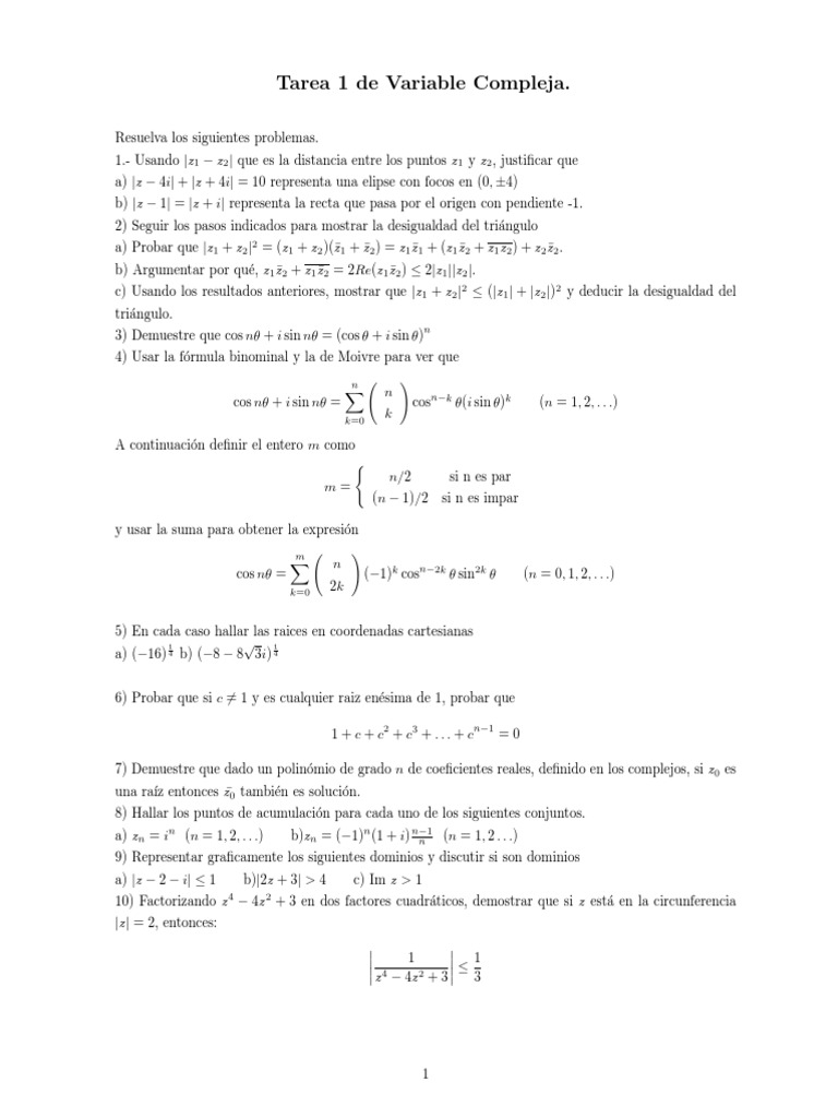 Tarea de Variable Compleja Churchill | PDF | Álgebra | Geometría Elemental