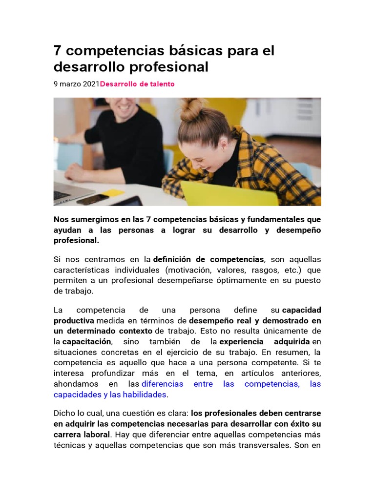 7 Competencias Básicas para El Desarrollo Profesional | PDF | Competencia (Recursos humanos ...