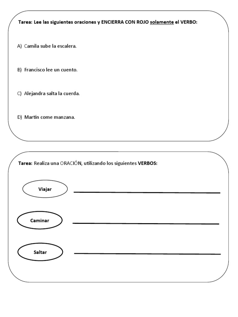 Actividades de Verbos para Primaria | PDF