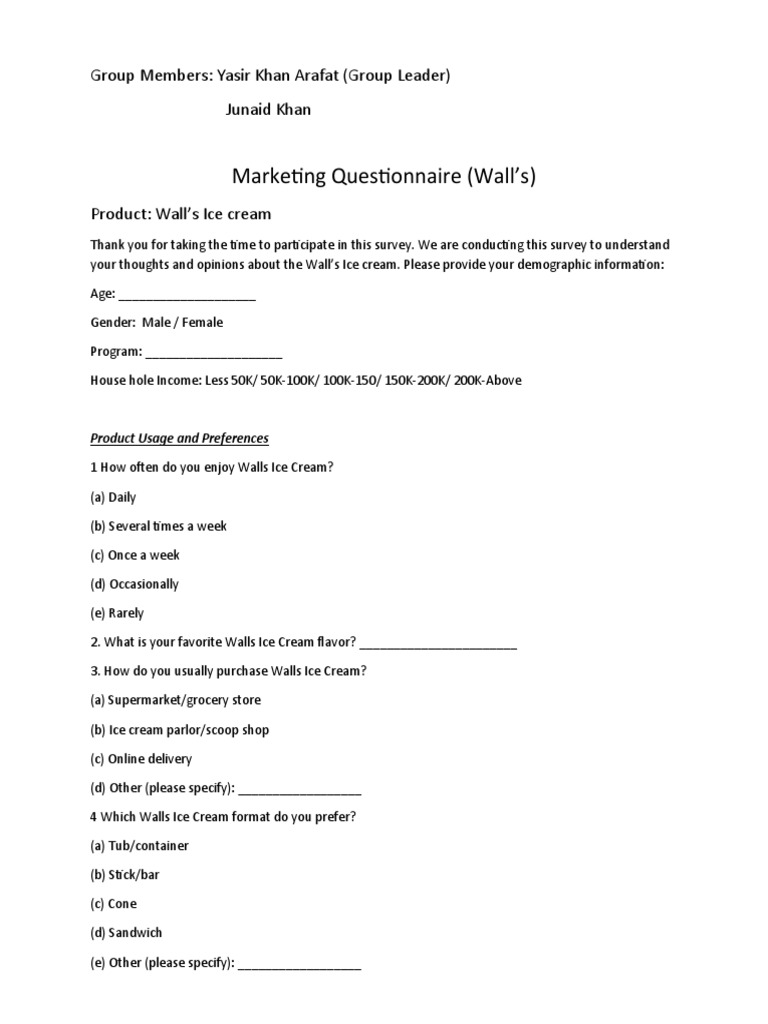 Wall'Sl Questionnaire 1 | PDF