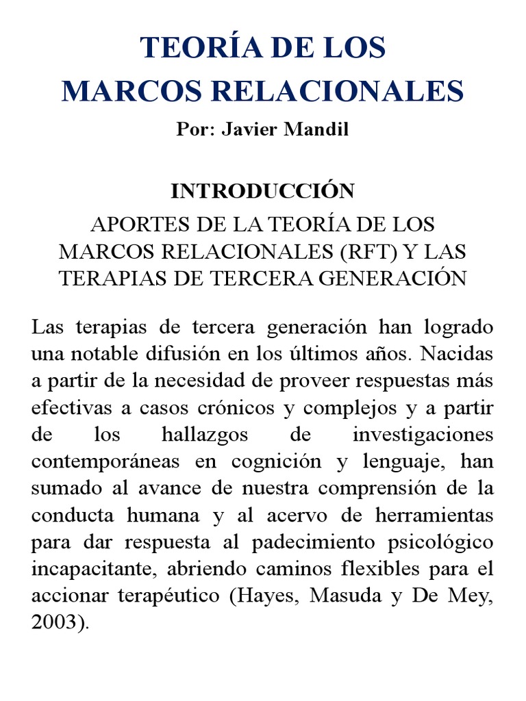 Teoría de los Marcos Relacionales | PDF | Pensamiento | Psicoterapia