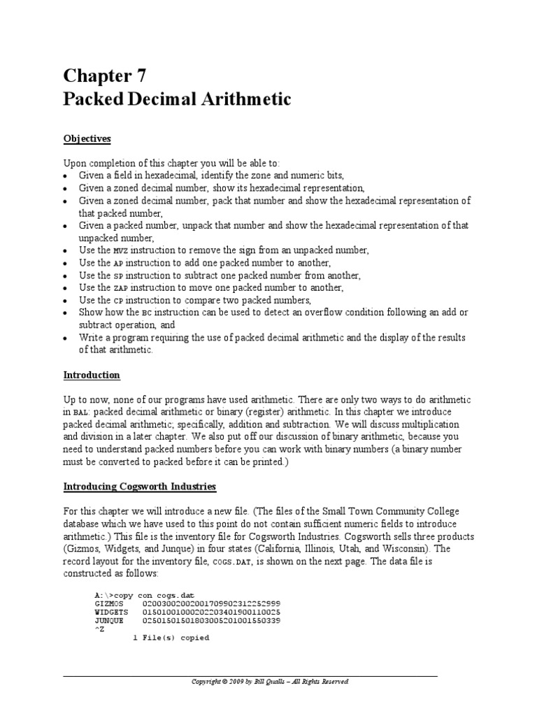07 PackedDecimal | PDF | Binary Coded Decimal | Byte