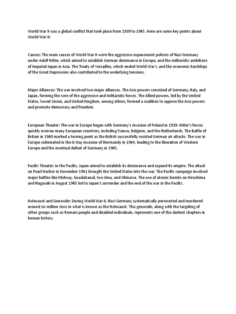 World War 2 Summary Pdf
