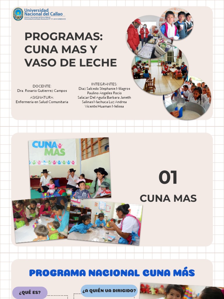 Programas Cuna Más y Vaso de Leche | PDF | Amamantamiento | Desarrollo infantil