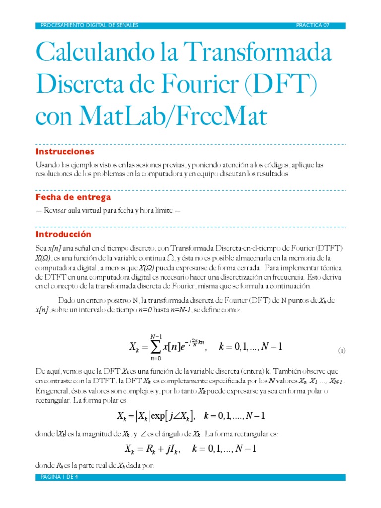 Practica 07 PDS | PDF | Transformada discreta de Fourier | Álgebra
