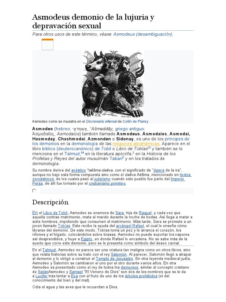 Asmodeus Demonio de La Lujuria y Depravación Sexual | PDF | Demonios | Demonología