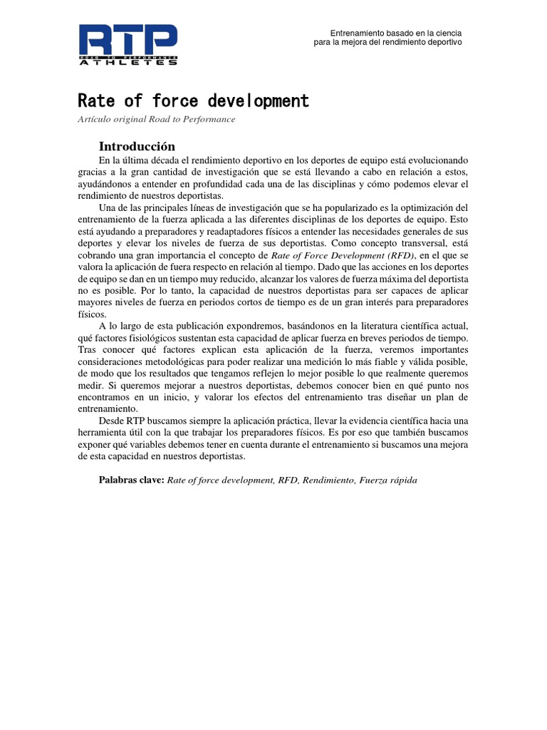 Rate of Force DevelopmentRFD RTP | PDF