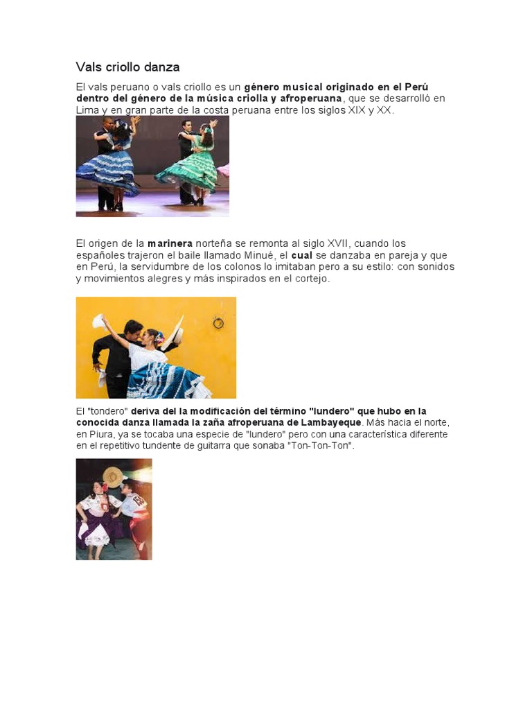 Vals Criollo Danza | PDF