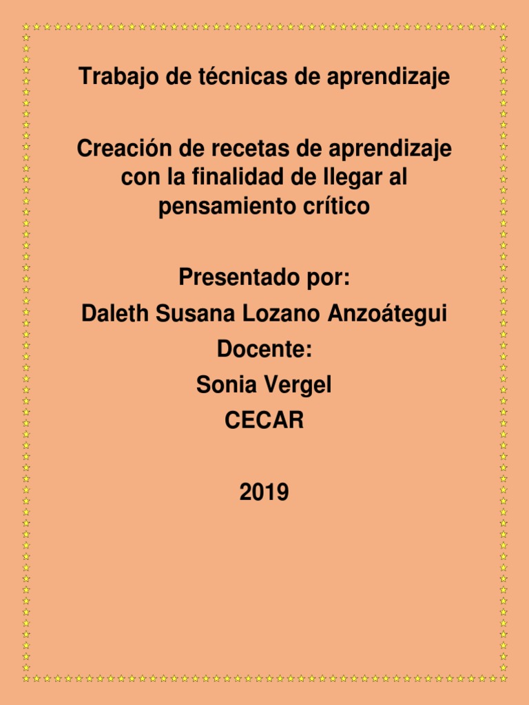 RECETA DE TECNICA DE APRENDIZAJE Daleth | PDF | Comida y bebida | Cocina occidental