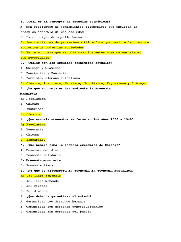 Ex Cuestionario | PDF | Karl Marx | Historia del pensamiento económico