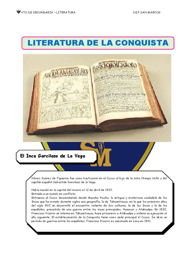 Literatura de La Conquista.4to Sec - Literatura | PDF