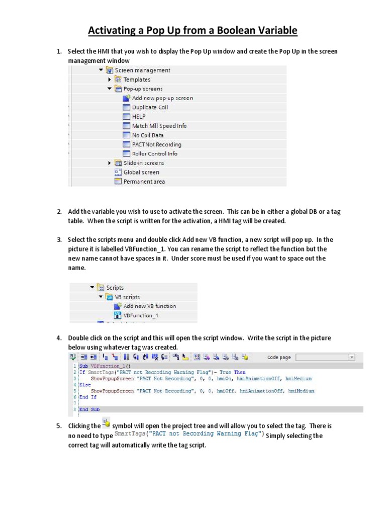 Activate A Pop Up From A Boolean | PDF