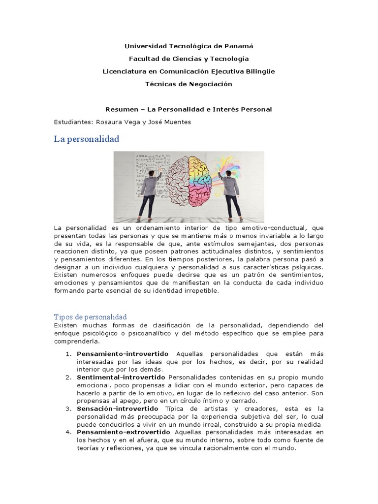 Resumen - La Personalidad e Interés Personal | PDF | Desorden de ...