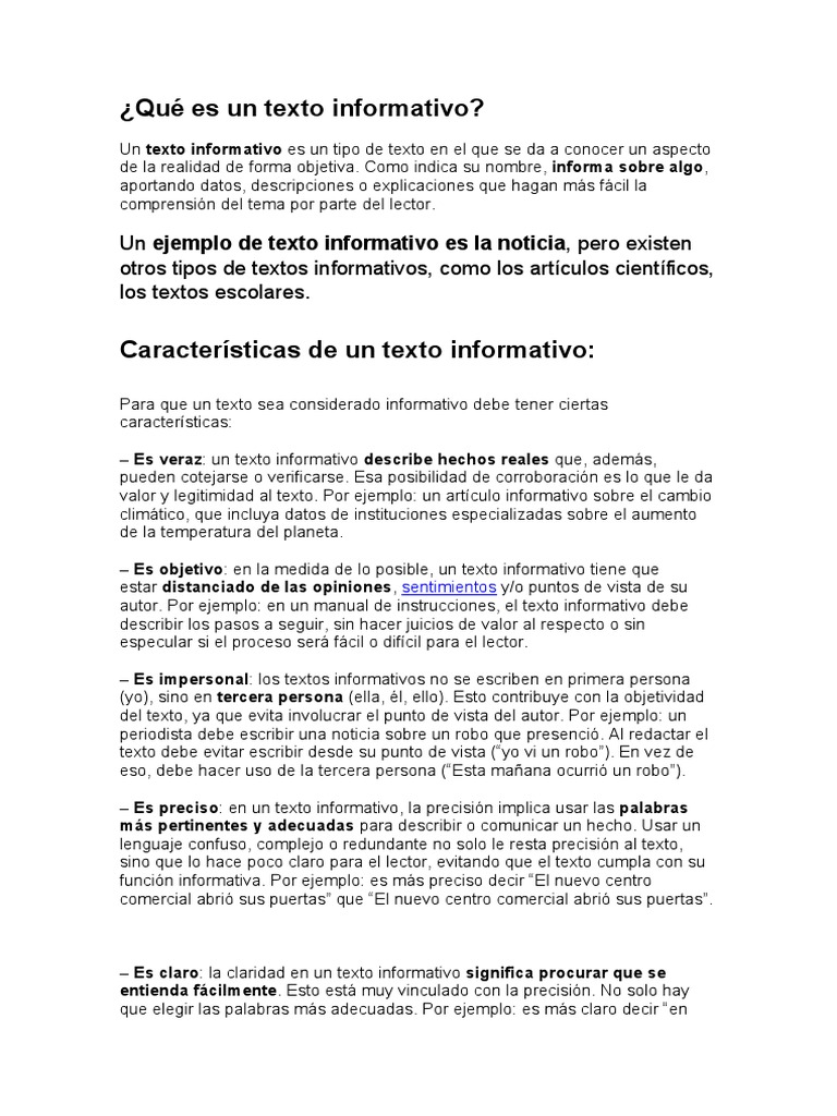 Qué Es Un Texto Informativo | PDF | Autor | Receta