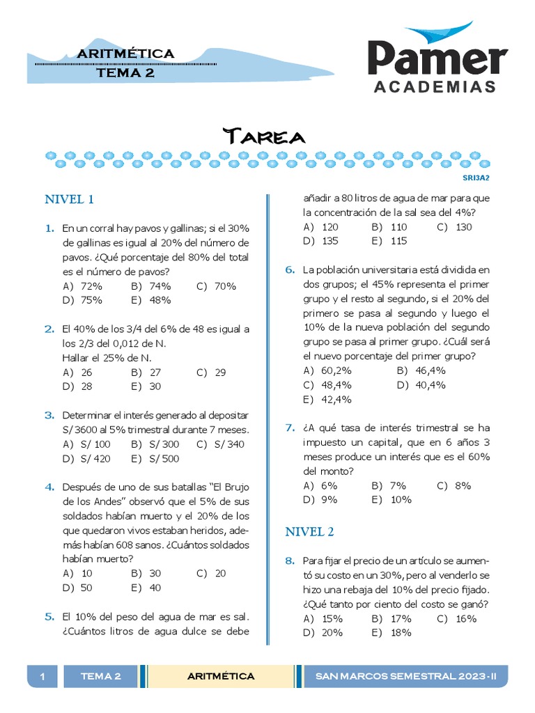 A - Sem 2 - Tanto Por Ciento e Interés | PDF