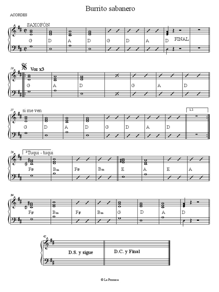 Burrito Sabanero Chords and Sheet Music | PDF