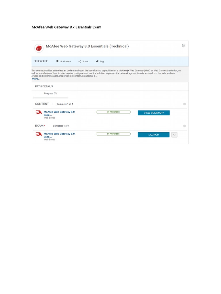 McAfee - McAfee Web Gateway 8.x Essentials Exam | PDF