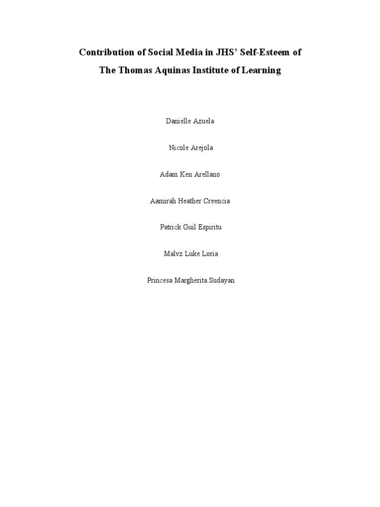 Background of The Study Statement of The Problem | PDF | Self Esteem ...