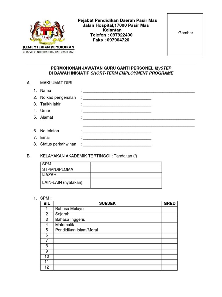 BORANG - GURU - GANTI - MySTEP 2023 | PDF