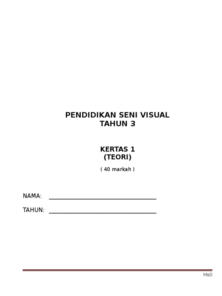 Soalan Peperiksaan PSV Tahun 3 40soalan | PDF