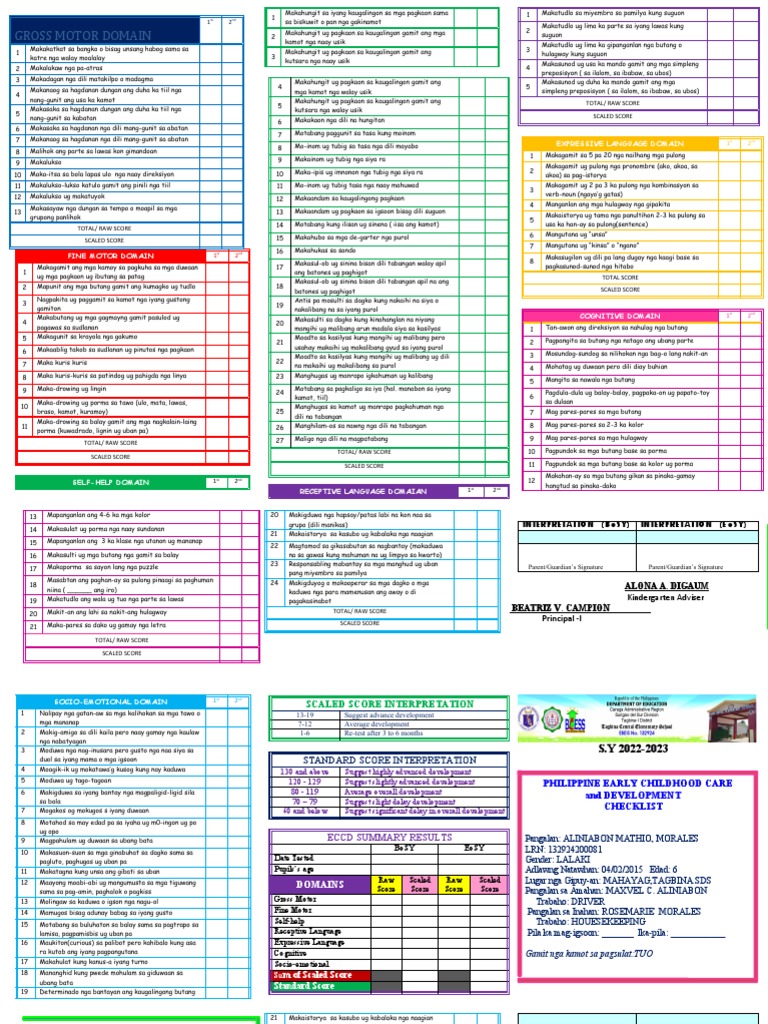 Kinder ECCD CHECKLIST BINISAYA 2021 2022 | PDF