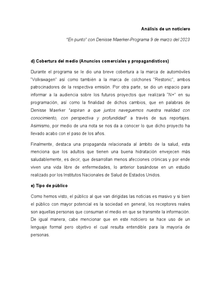 Análisis de Un Noticiero | PDF