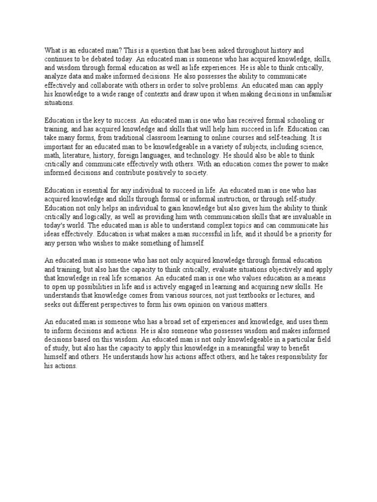 What Is An Educated Man | PDF | Knowledge | Experience