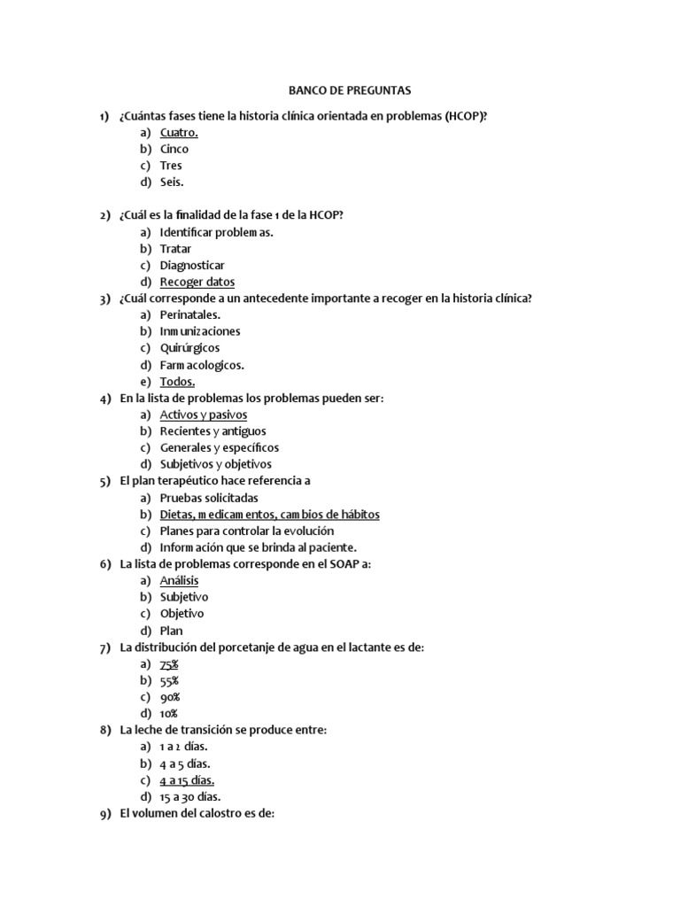 Banco de Preguntas | Descargar gratis PDF | Clínica | Diagnostico medico