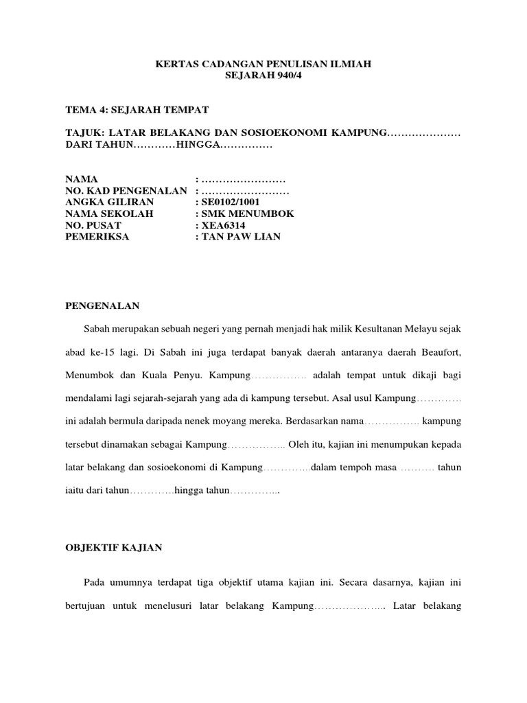 Contoh Kertas Cadangan Penyelidikan Pdf