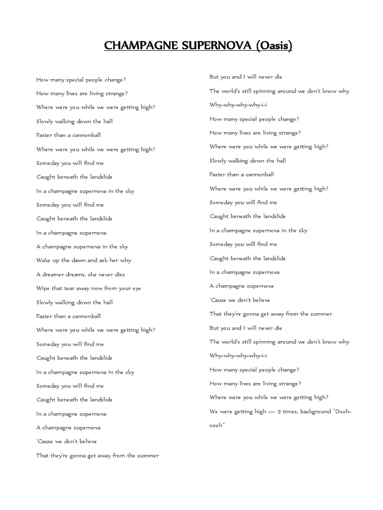 Champagne Supernova | PDF