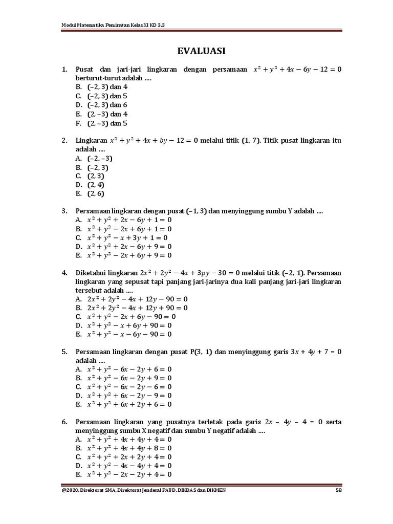 Latihan Soal Lingkaran | PDF | Metode & Bahan Ajar